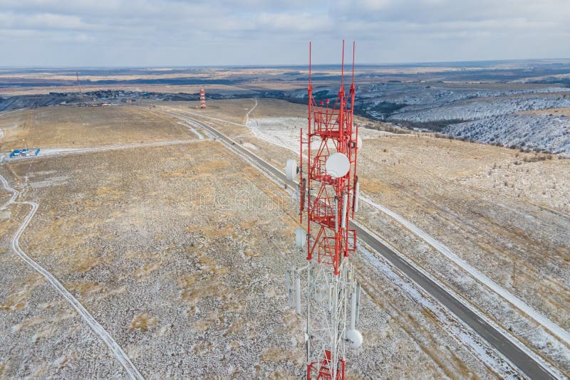 Telecommunication Tower of 4G and 5G Cellular Stock Image - Image of ...