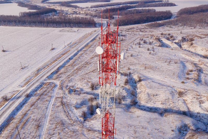 Telecommunication Tower of 4G and 5G Cellular Stock Image - Image of ...