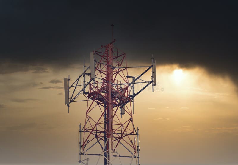 Telecommunication Tower of 4G and 5G Cellular. Base Station or Base ...