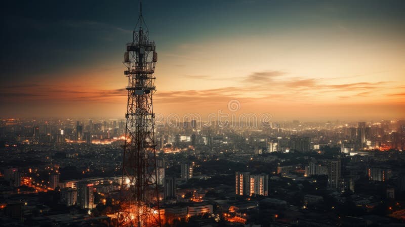 Telecommunication Tower with 5G Cellular Network Anten. Generative AI ...