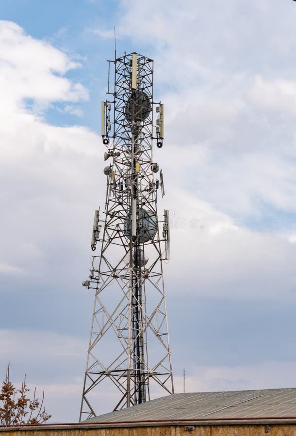 Telecommunication Tower with Antennas. Stock Image - Image of ...
