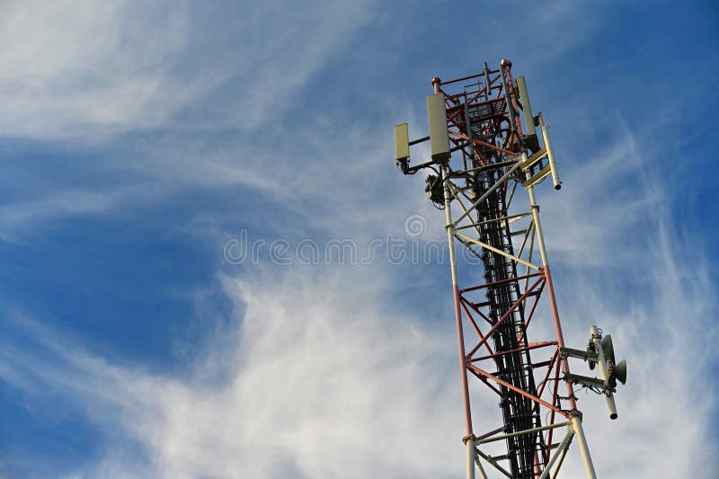 Telecommunication Tower Mast TV Antennas Wireless Technology Stock ...