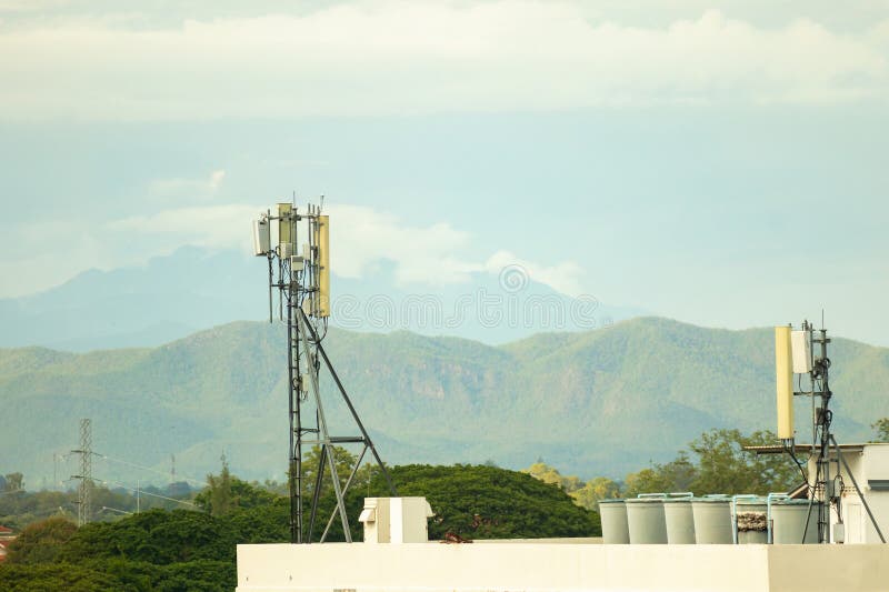 Telecommunication Tower Mobile Phone Communication Repeater Antenna on ...