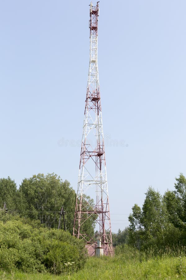Telecommunication Tower Outside of Town Stock Image - Image of internet ...