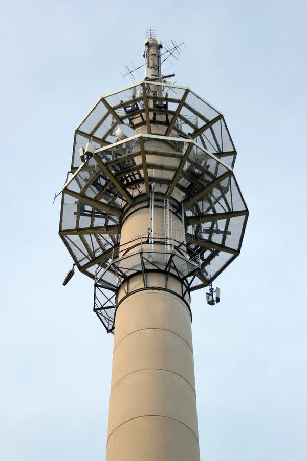 Telecommunication Tower with Radio Equipment in Germany Stock Photo ...
