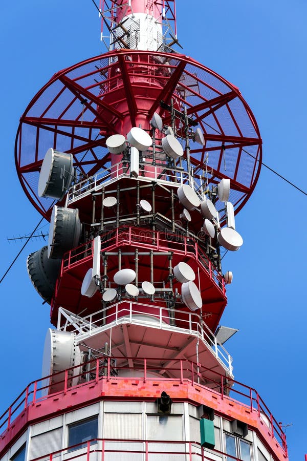 Telecommunication Tower with Transmitters and Aerials, Wireless ...