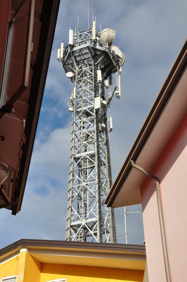 Telecommunication Tower in Urban Space Stock Photo - Image of internet ...