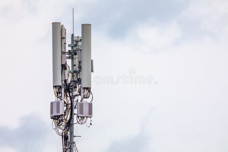 Cell Phone Tower Repair editorial stock photo. Image of internet ...