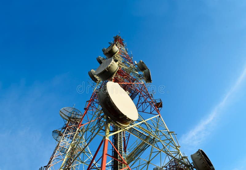 Telecommunication Towers with Antennas Stock Photo - Image of ...