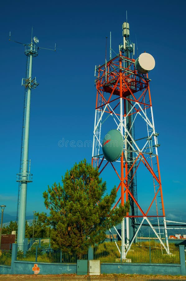 Telecommunication Towers on a Base Transceiver Station Stock Photo ...