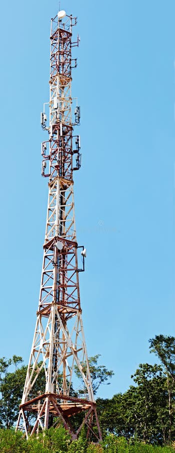 Telecommunication Towers with Deep Blue Sky. Stock Photo - Image of ...