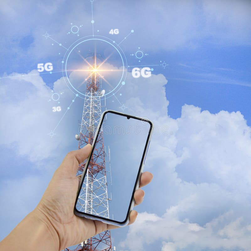 Telecommunication Towers with 4G and 5G Transmitters, Mobile Phone Base ...