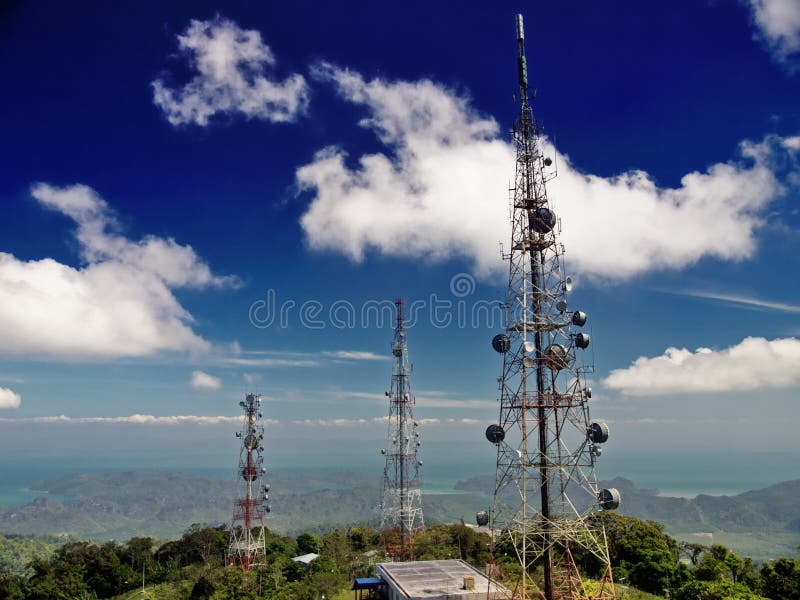 Telecommunications towers stock image. Image of outdoors - 35014909