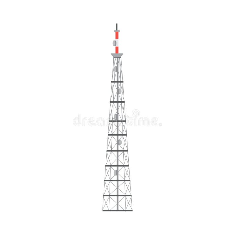 Set of Telecommunication Connection Towers Flat Vector Illustration ...