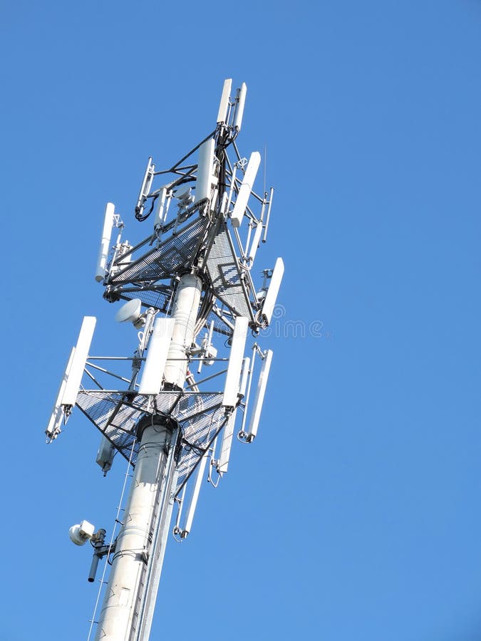 Telecommunications Cell Phone Tower with Antennas Stock Image - Image ...