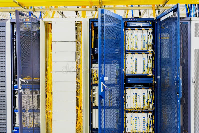 Telecommunications Equipment in the Room Stock Photo - Image of rack ...