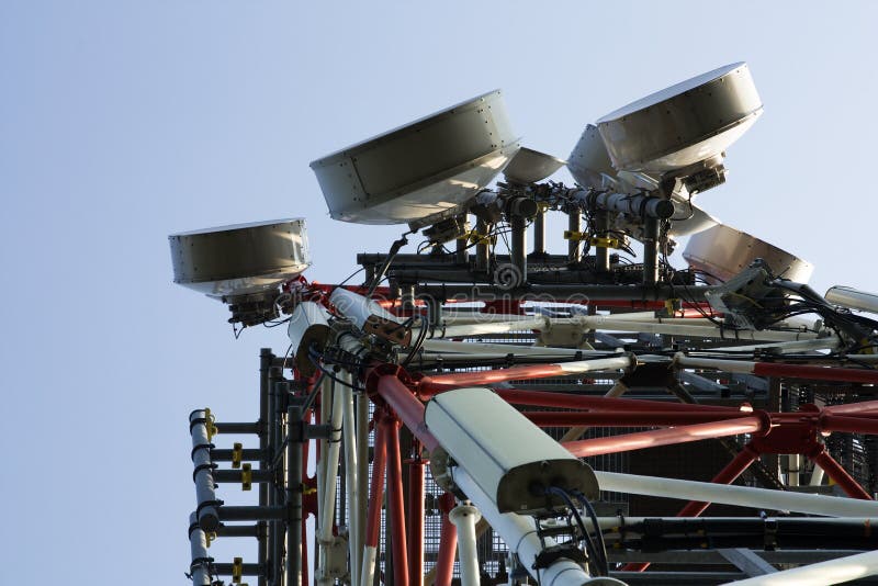 Telecommunications Equipment on Tower Stock Image - Image of metal ...
