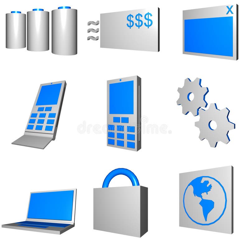 Telecommunications Mobile Industry Icons Set - Gra Stock Illustration ...