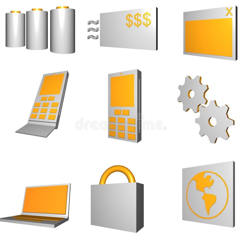 Telecommunications Mobile Industry Icons Set - Gra Stock Illustration ...