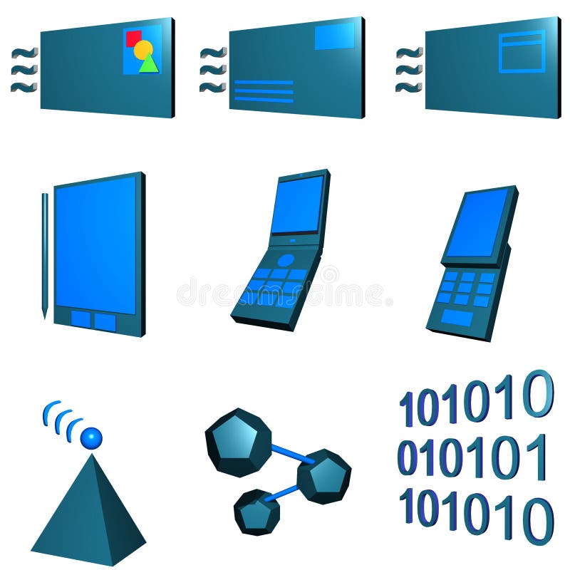 Telecommunications Mobile Industry Icons Set - Gre Stock Illustration ...