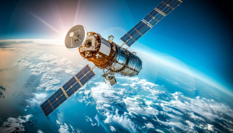 Telecommunications Satellite Close Up Displaying Key Antennas for ...