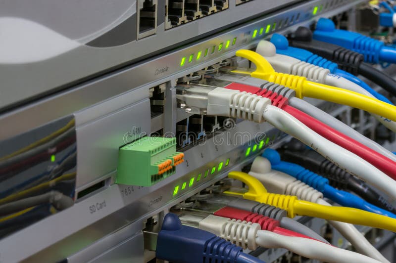 Telecommunications Switches with Colored Patch Cords Stock Image ...