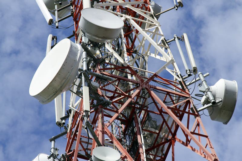 Telecommunications tower stock image. Image of blue, phone - 15452233