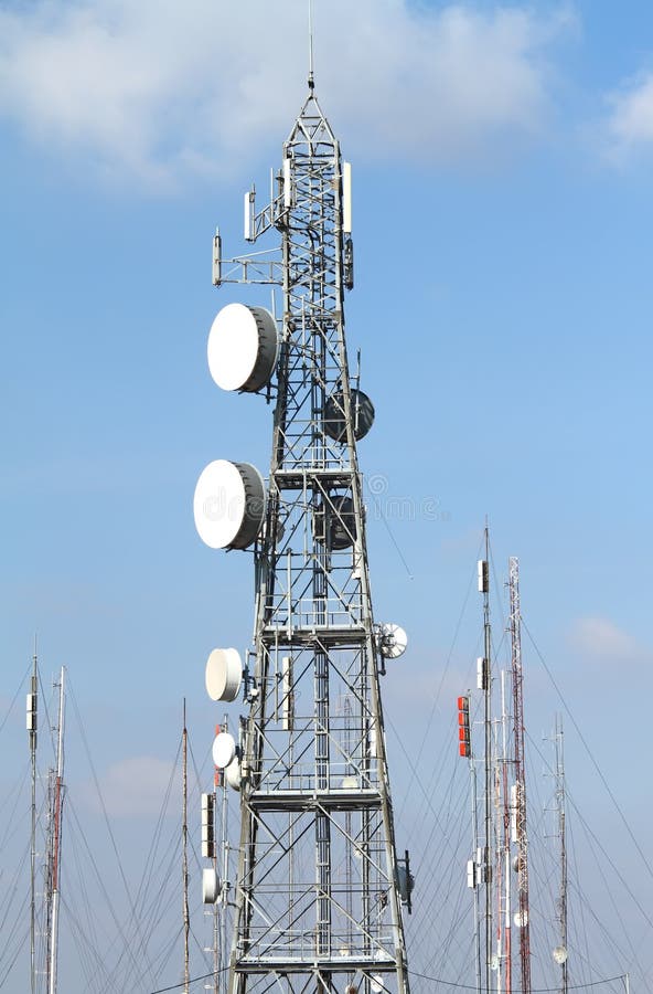 Telecommunications tower stock image. Image of metal - 22041005