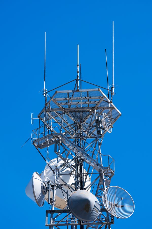 Cell Tower at Night stock photo. Image of business, connect - 14165688