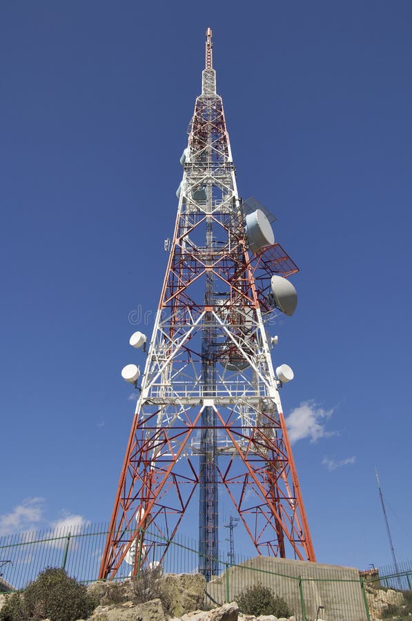 Telecommunication Tower with Panel Antennas and Radio Antennas and ...