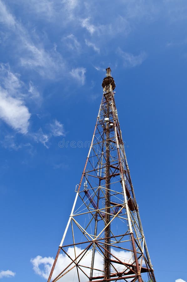 Communications Tower Under Construction for Radio, TV and Mobile ...