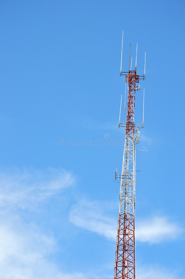 Telecommunications tower stock photo. Image of blue, connection - 38304342