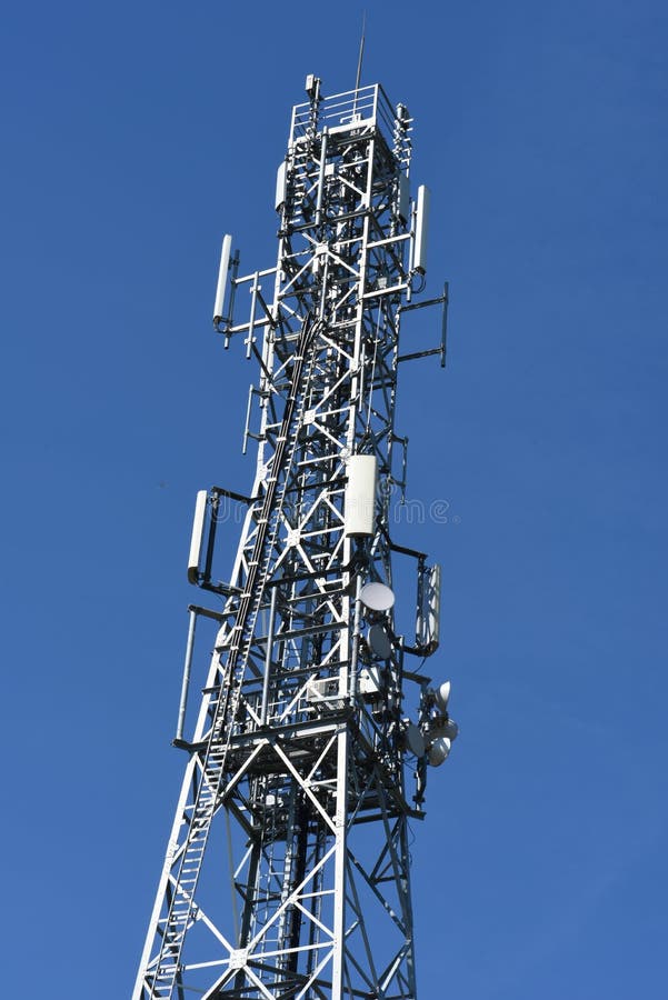 Construction Of A Telecommunications Tower Stock Image - Image of ...