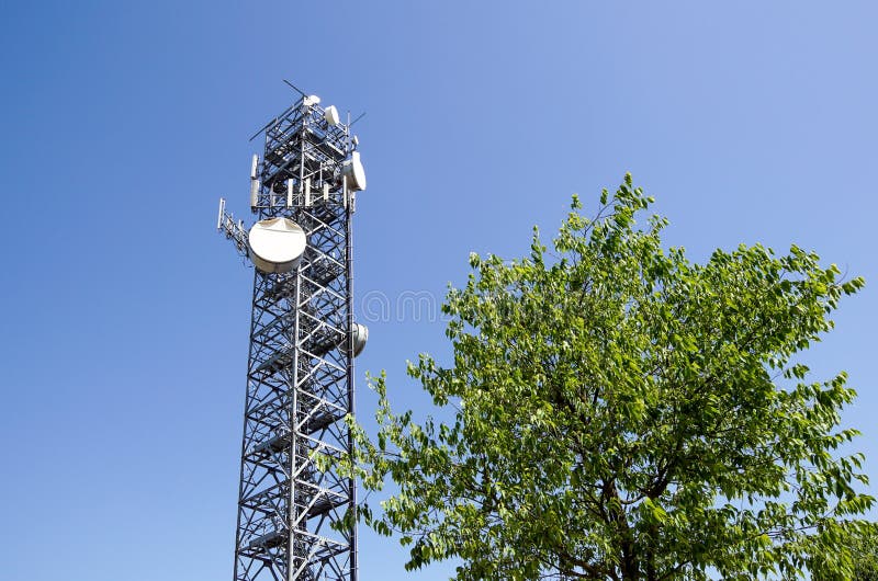 Telecommunications Tower . Antenna Mobile Phone Base Station Stock ...