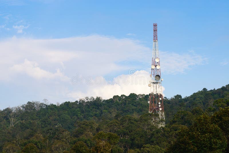 Telecommunications tower stock photo. Image of connection - 64338028