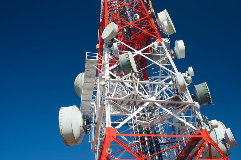 Telecommunications Tower View Stock Photo - Image of radio ...