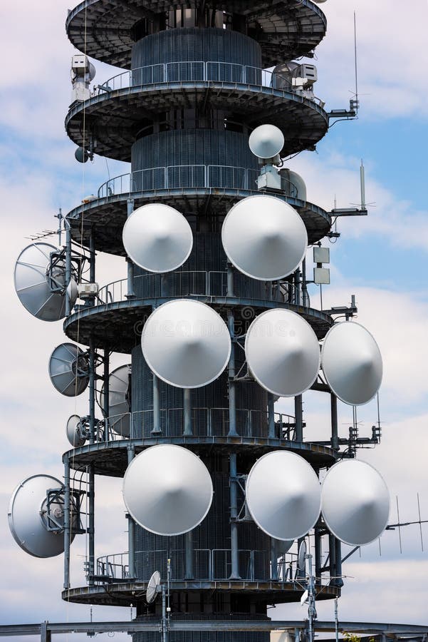 Telecommunications Tower and Infrastructure Stock Photo - Image of ...