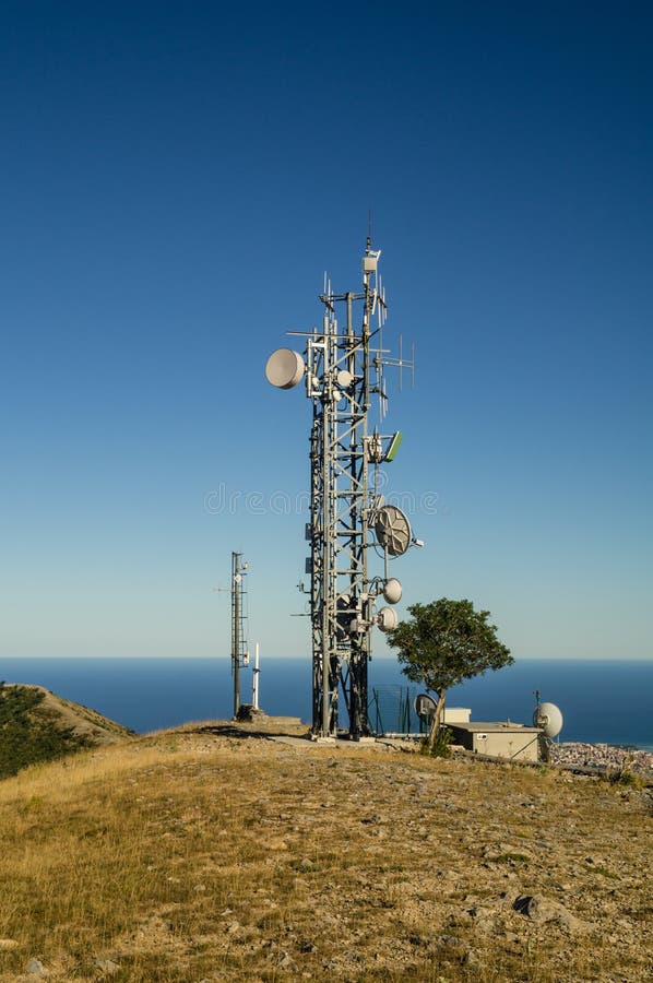 Telecommunications Tower Landscape Stock Photo - Image of industrial ...
