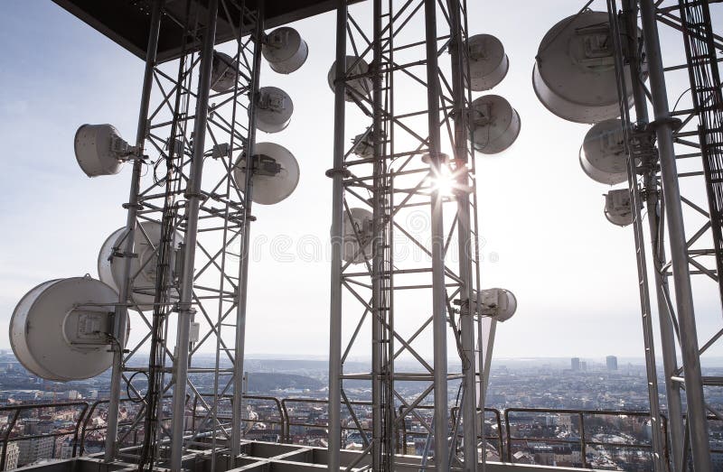 Telecommunications Tower stock photo. Image of commercial - 927660