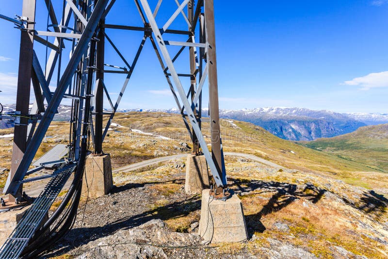 Telecommunications Tower in Mountains Stock Image - Image of radio ...