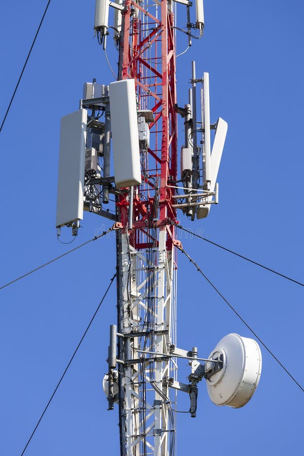 Modern Telecommunications Tower. Stock Image - Image of broadcasting ...