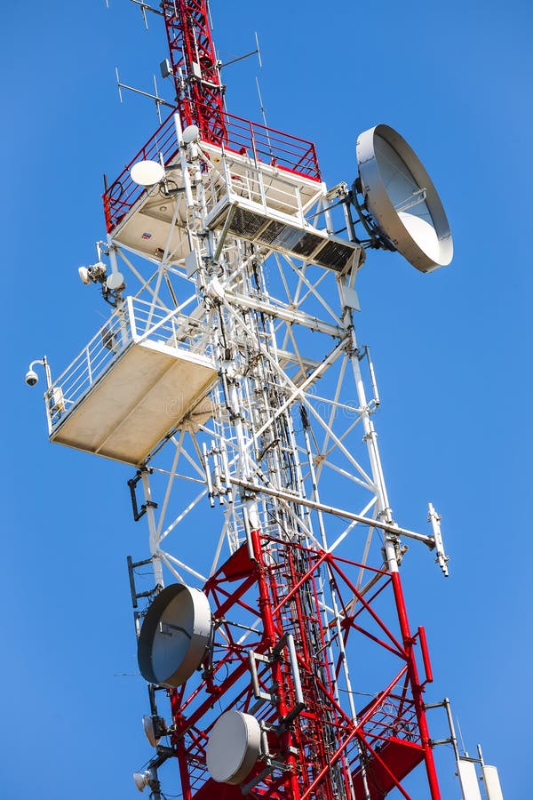 Modern Telecommunications Tower. Stock Image - Image of broadcasting ...