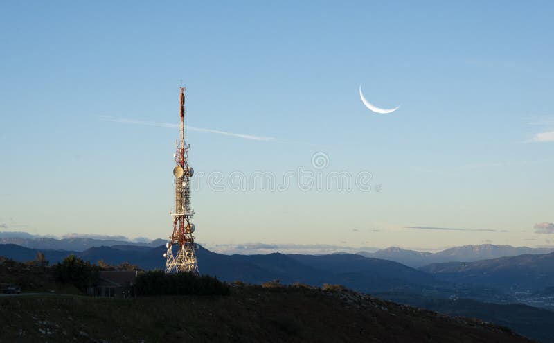 Telecommunications Tower with Antennas for Wireless Communications with ...