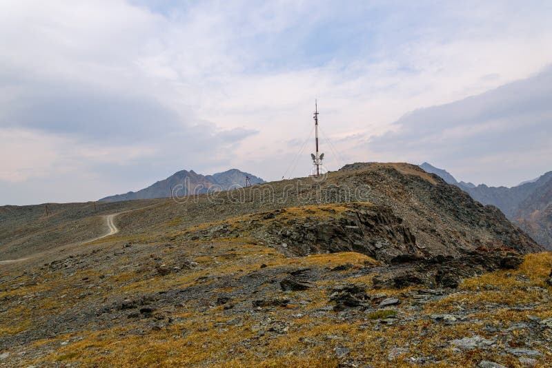Telecommunications Tower Mountains Top Stock Photo - Image of media ...