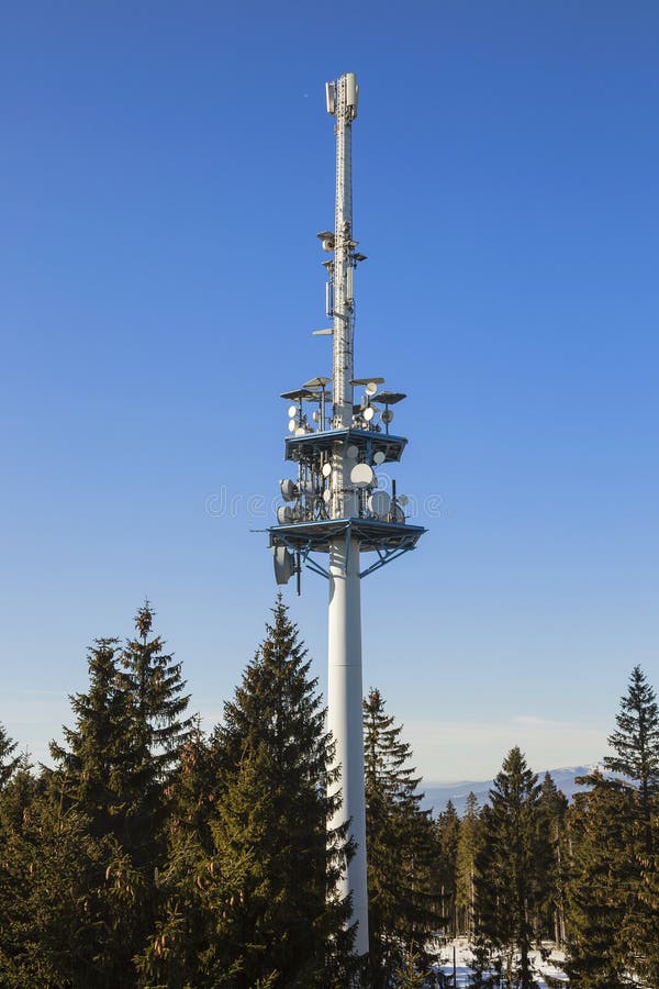Telecommunications Tower with Parabolic Stock Photo - Image of radio ...