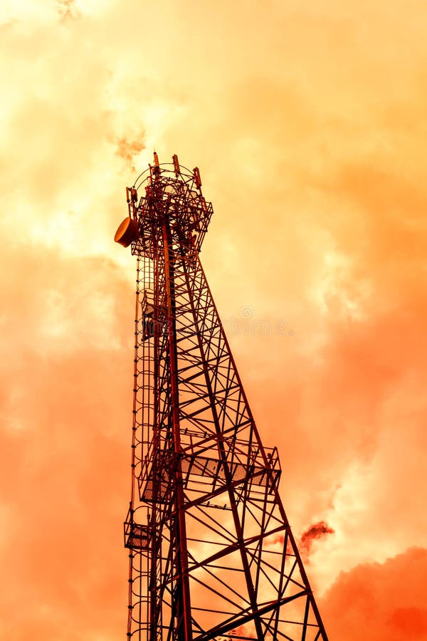 Telecommunications Tower in Soft Color Stock Photo - Image of equipment ...