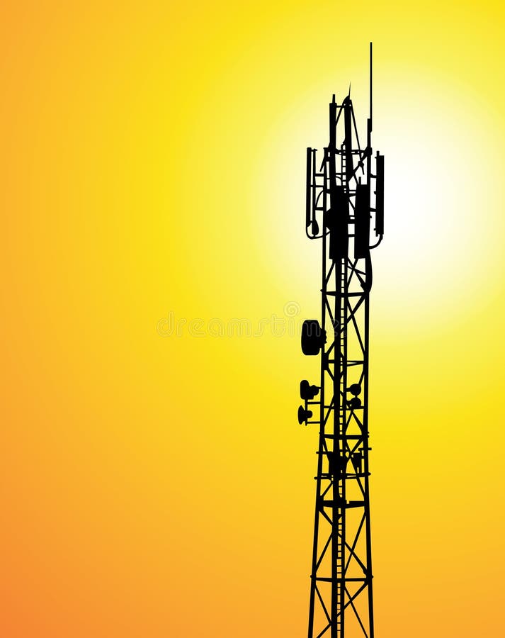 Telecommunications Tower Vector 01 Stock Vector - Illustration of radar ...