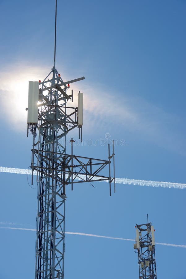 Telecommunications Tower View Stock Photo - Image of construction ...