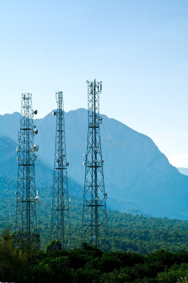 Telecommunications towers stock photo. Image of bunch - 35014922