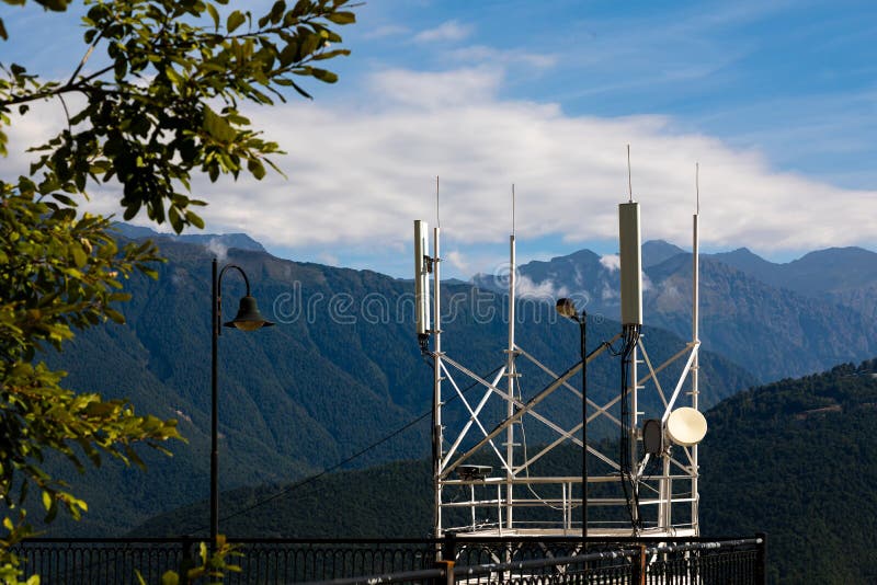 4G, 5G Telecommunications Transmitters on a Roof of a Building ...